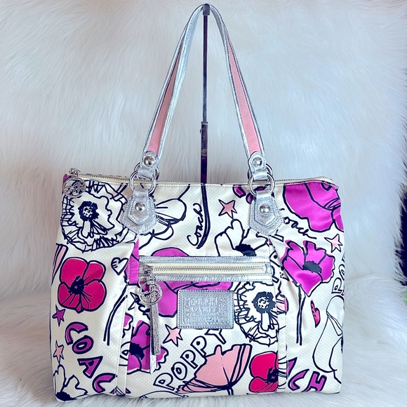 Coach | Bags | Coach Poppy Glam Tote Graffiti Petal Print | Poshmark